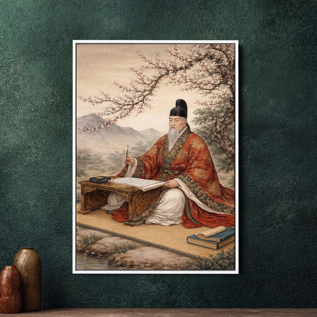 Tenjin Japanese Shinto Deity Painting, Large Framed Canvas Wall Art ...
