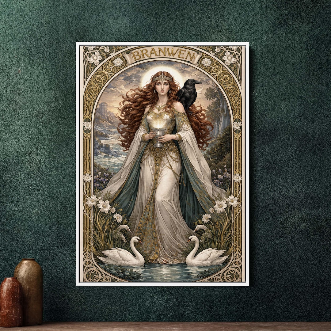 Branwen Art Nouveau Framed Canvas Wall Art, Large Art Nouveau Portrait ...