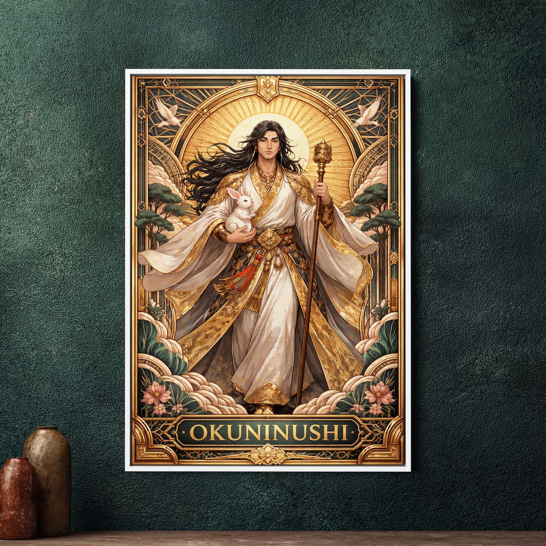 Okuninushi Japanese Art Deco Framed Canvas Wall Art - Large Mythology ...