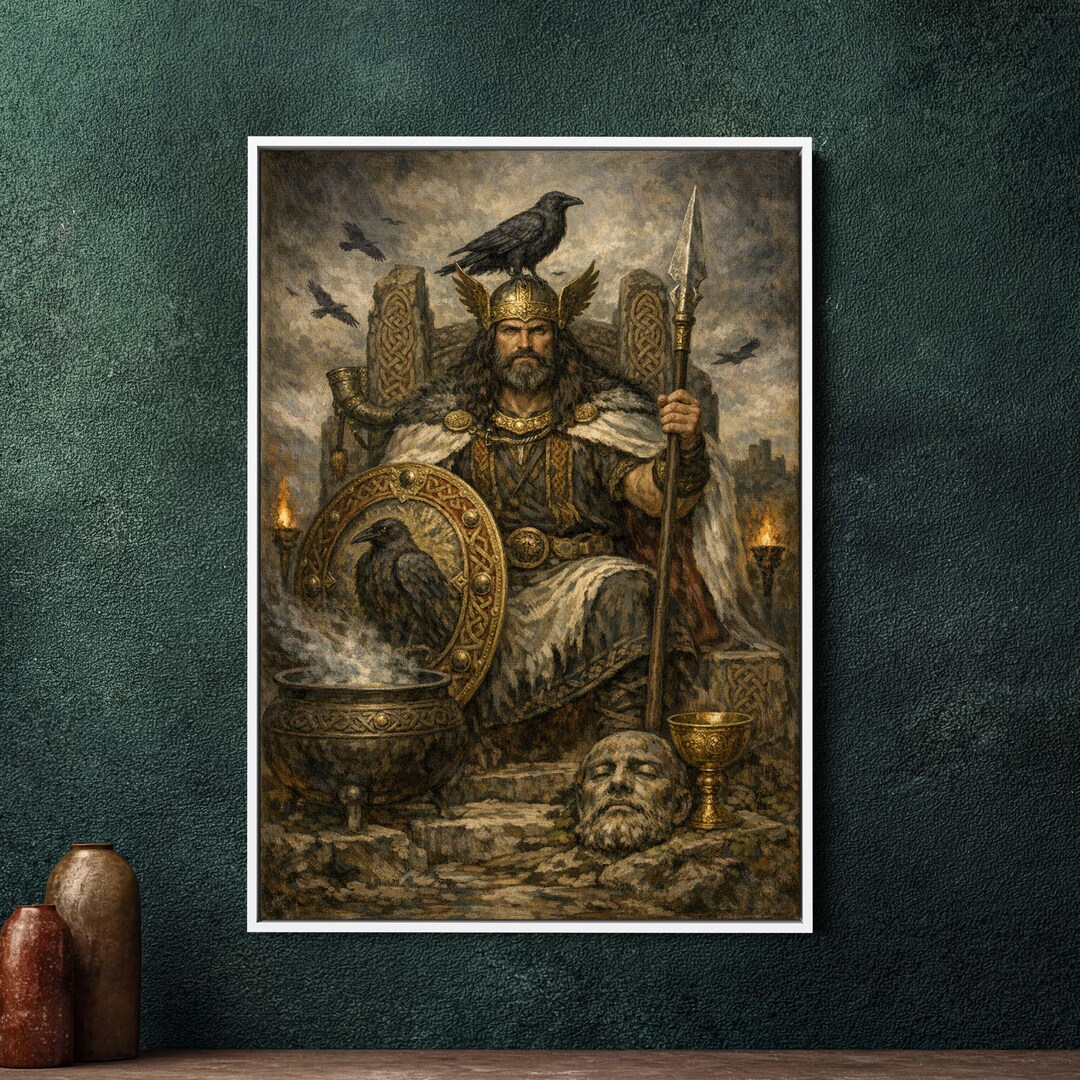 Bran the Blessed Welsh Mythology Painting, Large Framed Canvas Wall Art ...