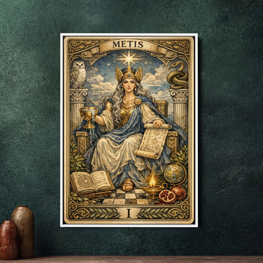 Metis Greek Goddess Tarot Art, Large Framed Canvas Wall Decor, Wisdom ...