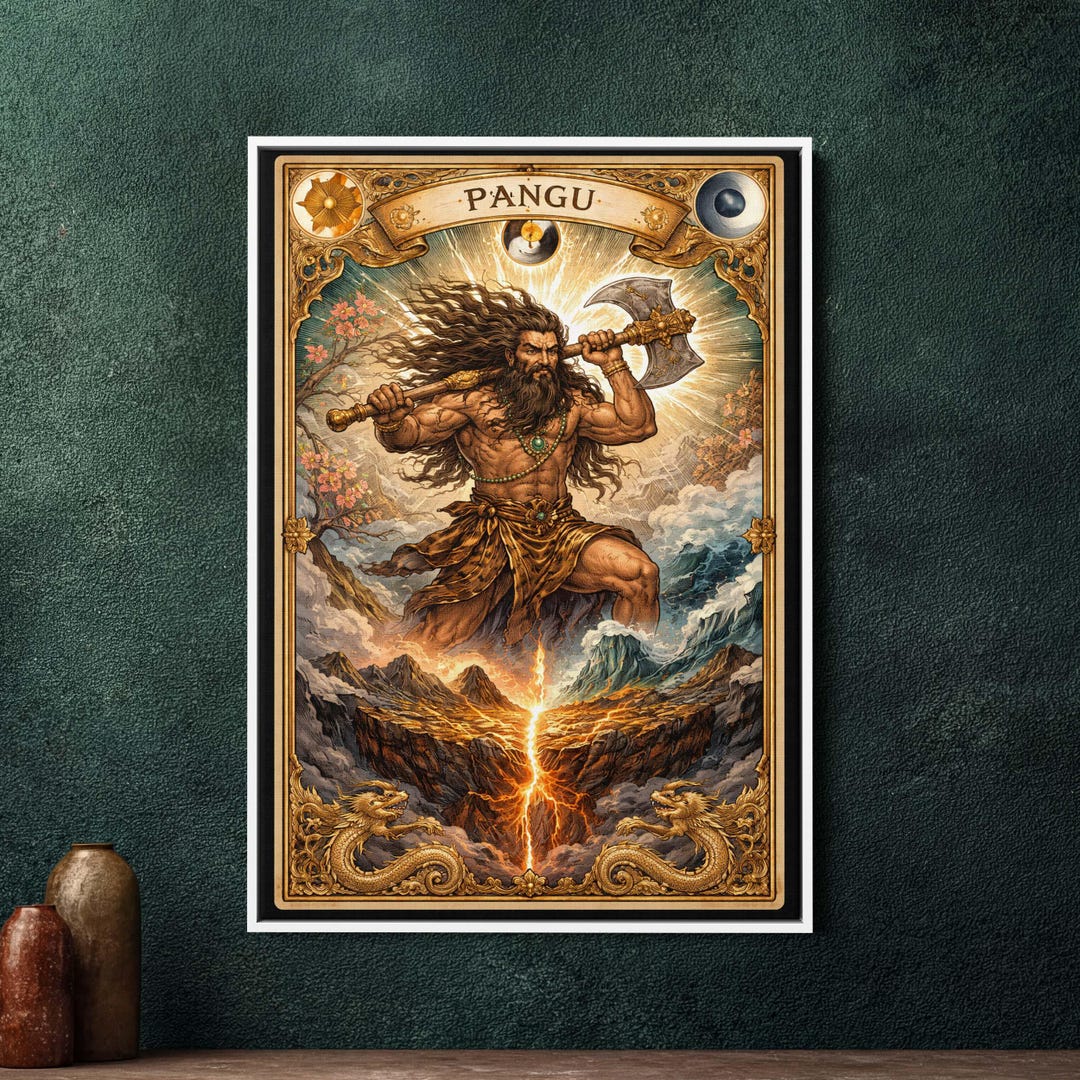 Pangu Chinese Creator Tarot Card Wall Art, Large Framed Canvas Print ...