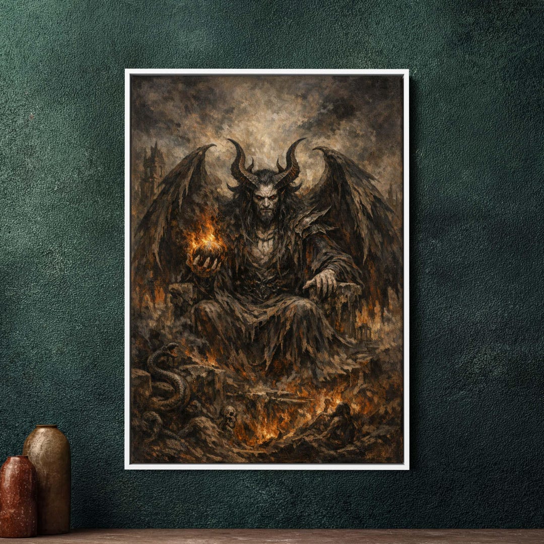 Angra Mainyu Persian God Wall Art, Large Framed Canvas Print, Dark ...