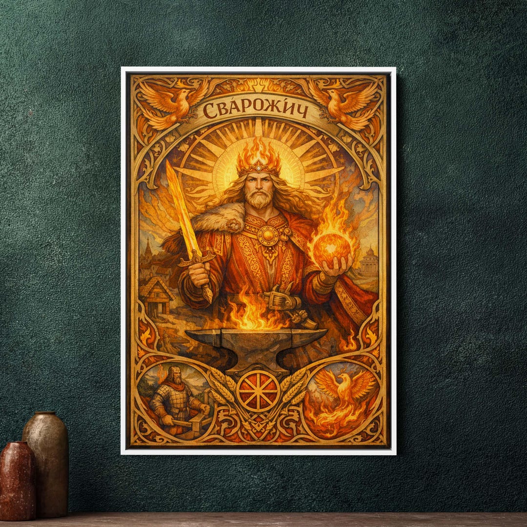 Svarozhich Art Nouveau Large Framed Canvas Wall Art, Slavic Mythology ...