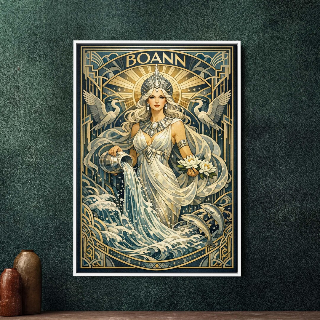 Boann Goddess Art Deco Framed Canvas - Large Irish Mythology Wall Art ...