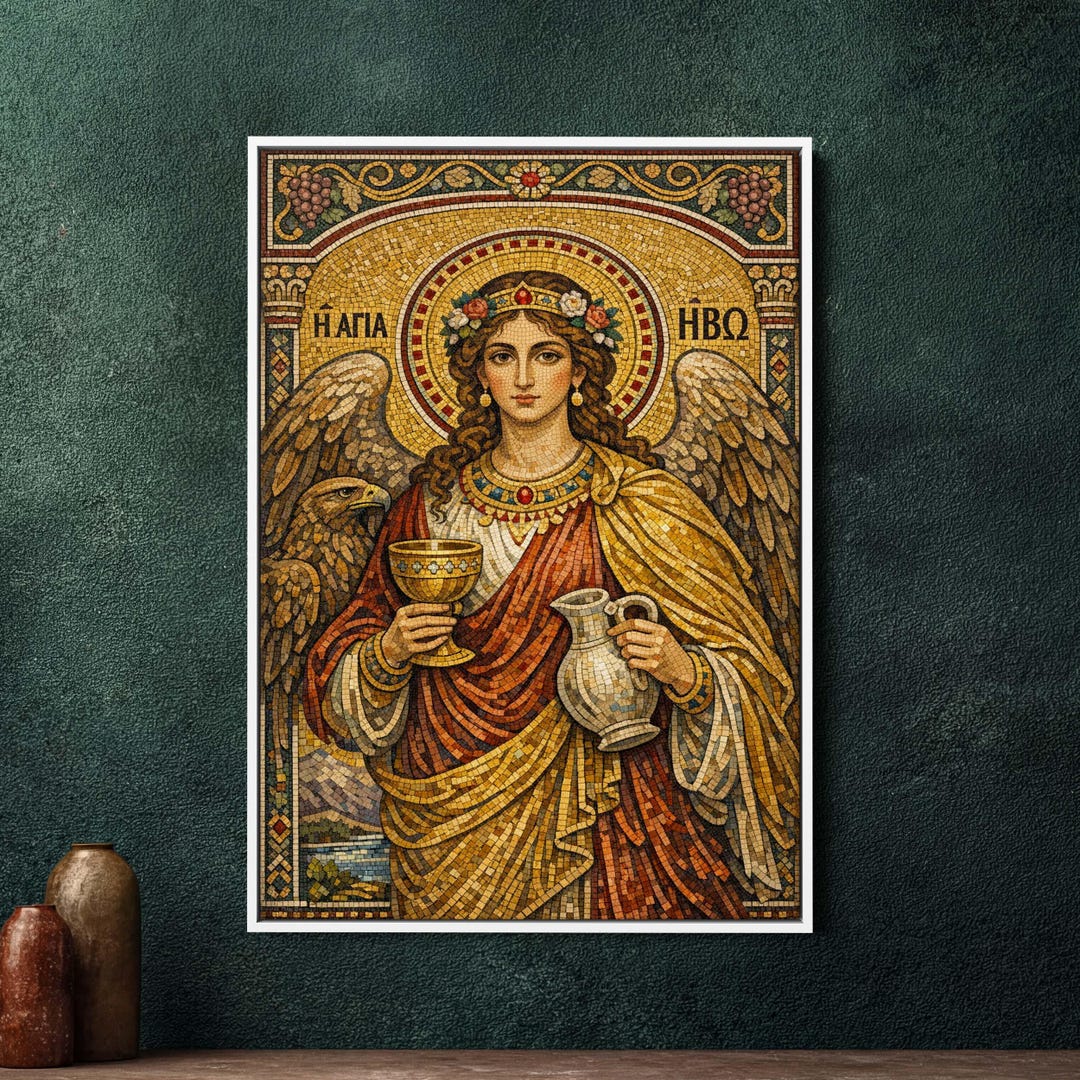 Hebo God Byzantine Icon Mosaic Framed Canvas, Large Religious Wall Art ...