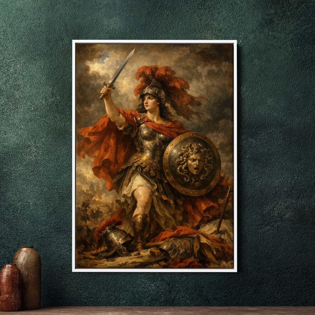 Bellona Roman Goddess Framed Canvas Wall Art, Large Classical Painting ...