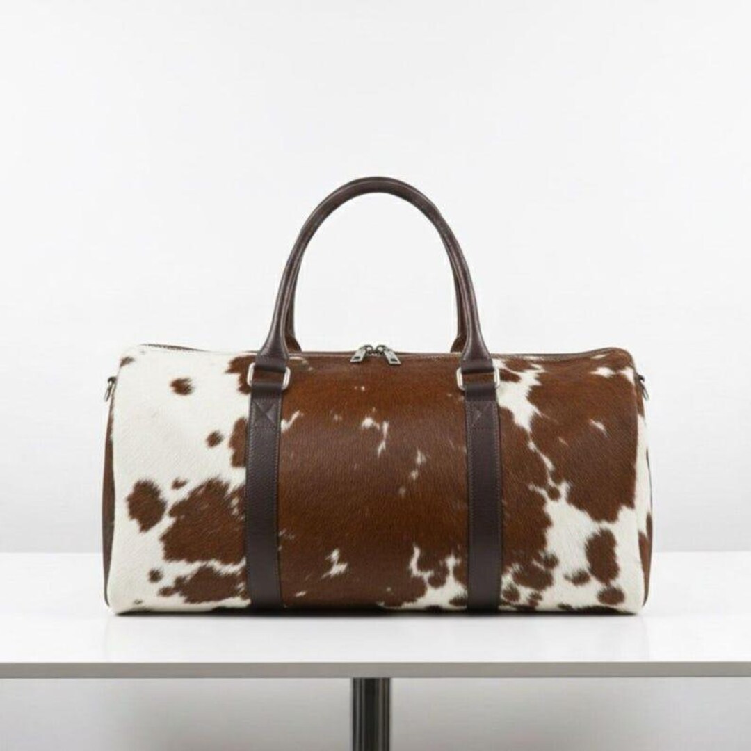 Hair-on Cowhide Leather Duffle Bag – Western Travel Weekender, Large ...