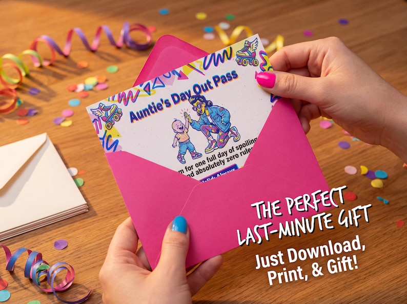 Aunt Babysitting Coupon – Printable Gift for Parents | Retro 90s Style ...