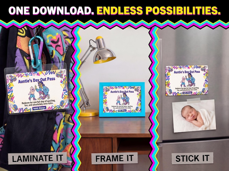 Aunt Babysitting Coupon – Printable Gift for Parents | Retro 90s Style ...