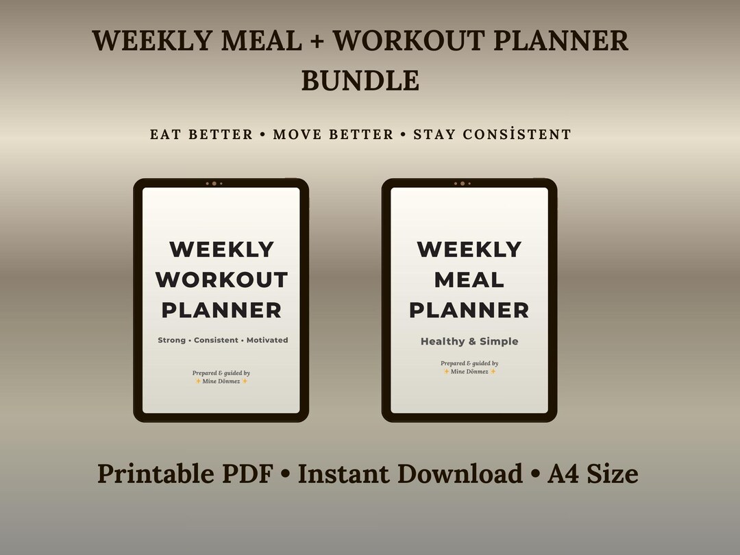 Planner Bundle — Workout Planner + Meal Planner, Printable Fitness ...