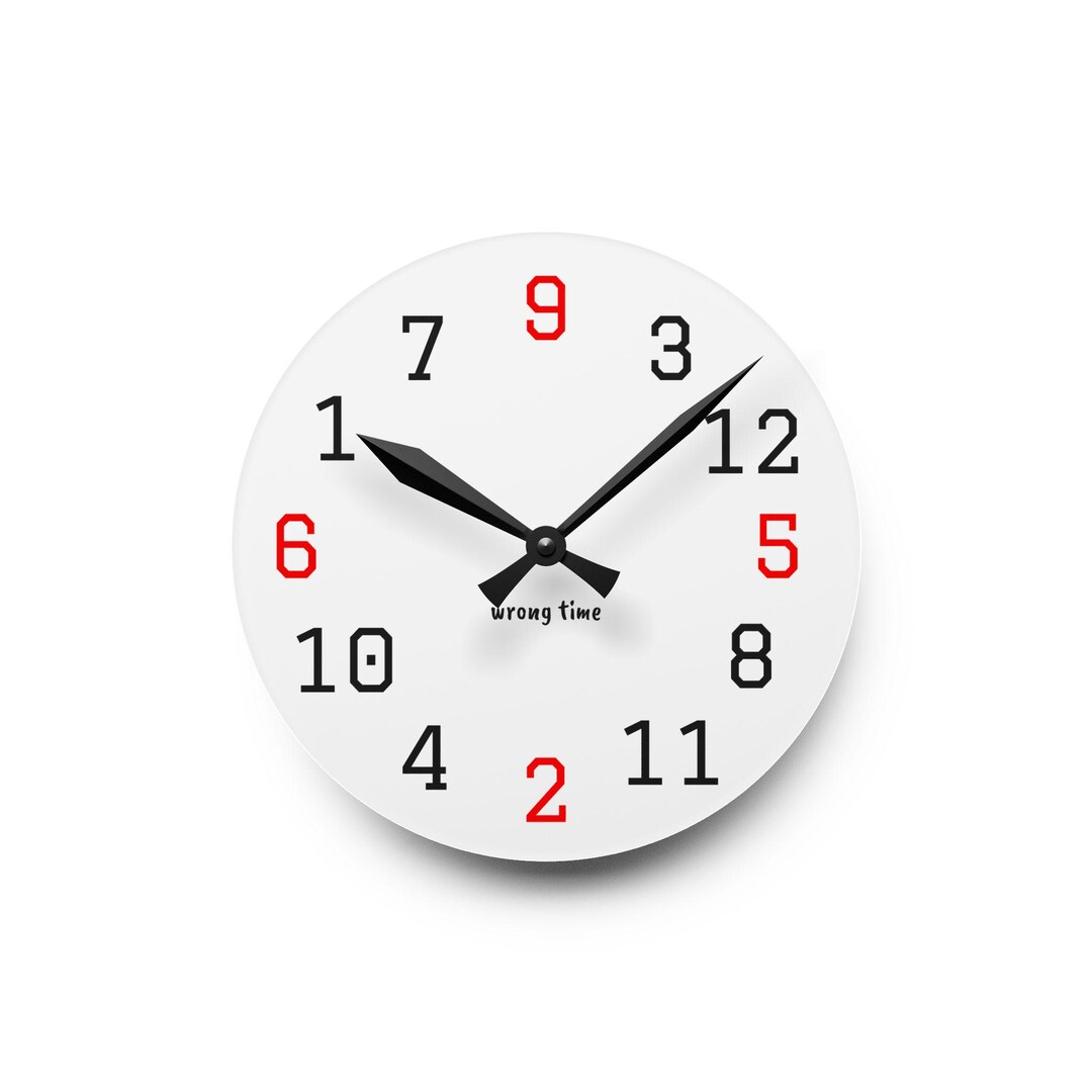 Whimsical Backwards Numbers Acrylic Wall Clock | Modern Funny Home ...