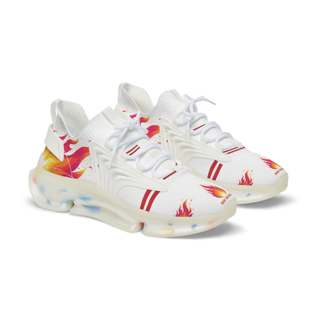 Burn Your Shoes Flame Graphic Men's Mesh Sneakers | Bright Noticeable ...