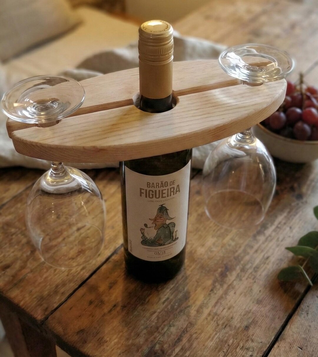 Handcrafted Wooden Wine & Glass Caddy - Etsy