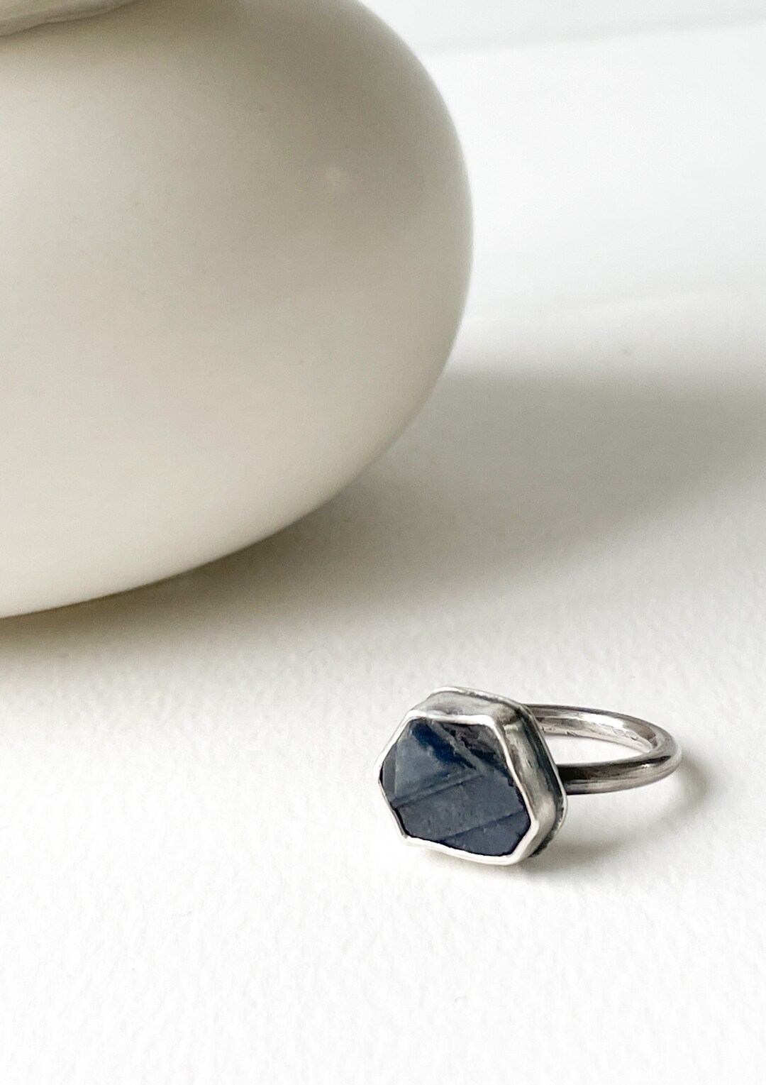 Sapphire Ring Sterling Silver Record Keeper Unique Statement Ring Size ...