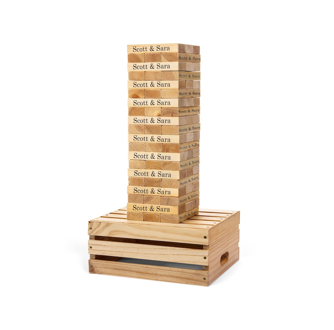 Custom Wedding Giant Tumble Tower With Wooden Carrying Crate - Etsy