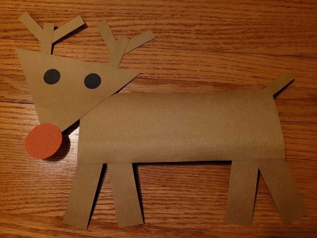 Paper Craft Red Nosed Raindeer Christmas Construction Paper Preschool ...