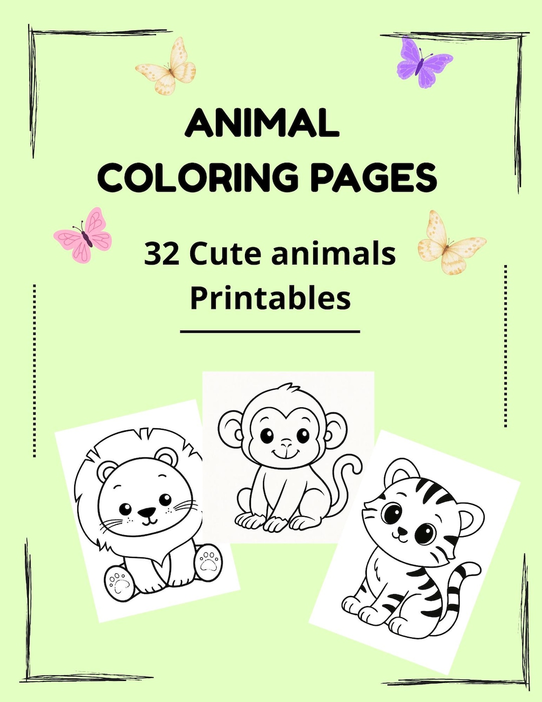 Toddler Animal Coloring Pages – 32 Simple Printable Sheets (ages 1-5 ...