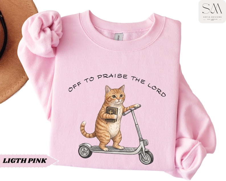 Comfort Colors® Christian Cat Shirt Funny off to Praise the Lord, Faith ...