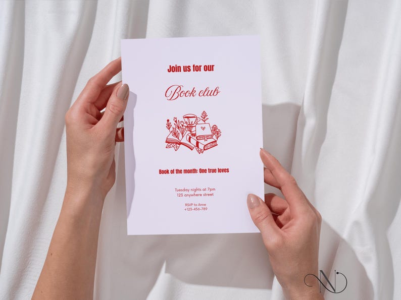 Book Club Invitation | Editable Canva Template | Reading Group Invite ...