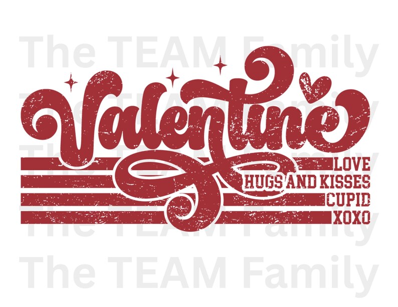 Valentine Love SVG PNG – Retro Typography, Hugs Kisses XOXO, Instant ...