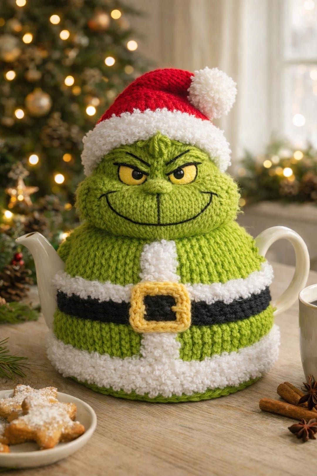 Grumpy Green Tea Cosy Knitting Pattern PDF | Winter Character Teapot ...