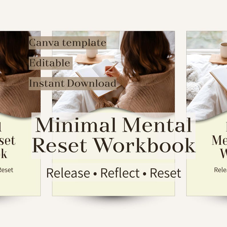 Mental Reset Workbook Canva Template | Minimal Self Care Journal ...