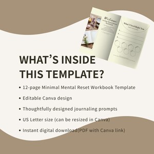 Mental Reset Workbook Canva Template | Minimal Self Care Journal ...