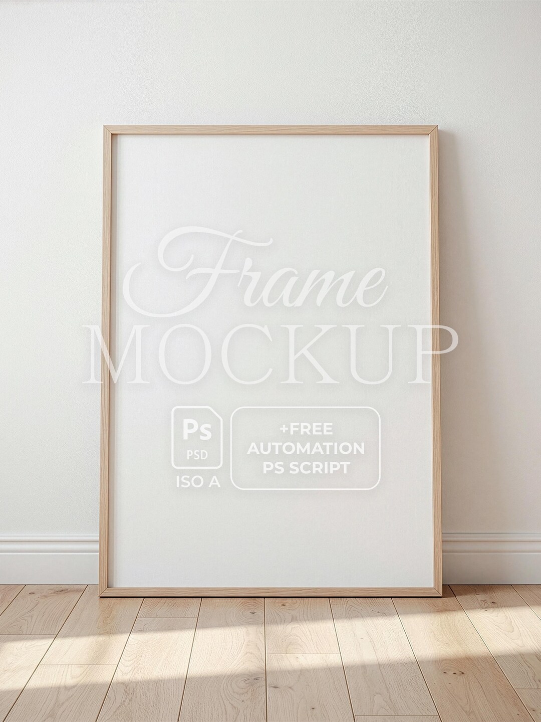 Minimalist ISO A Frame Mockup Psd | Vertical Wood Frame on Floor ...