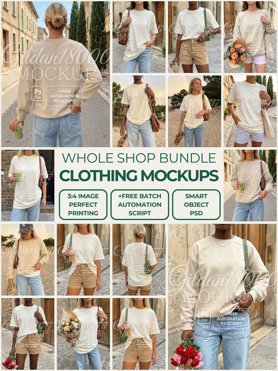 Whole Shop Clothing Mockup Bundle, Gildan 18000 Comfort Colors 1717, 15 ...