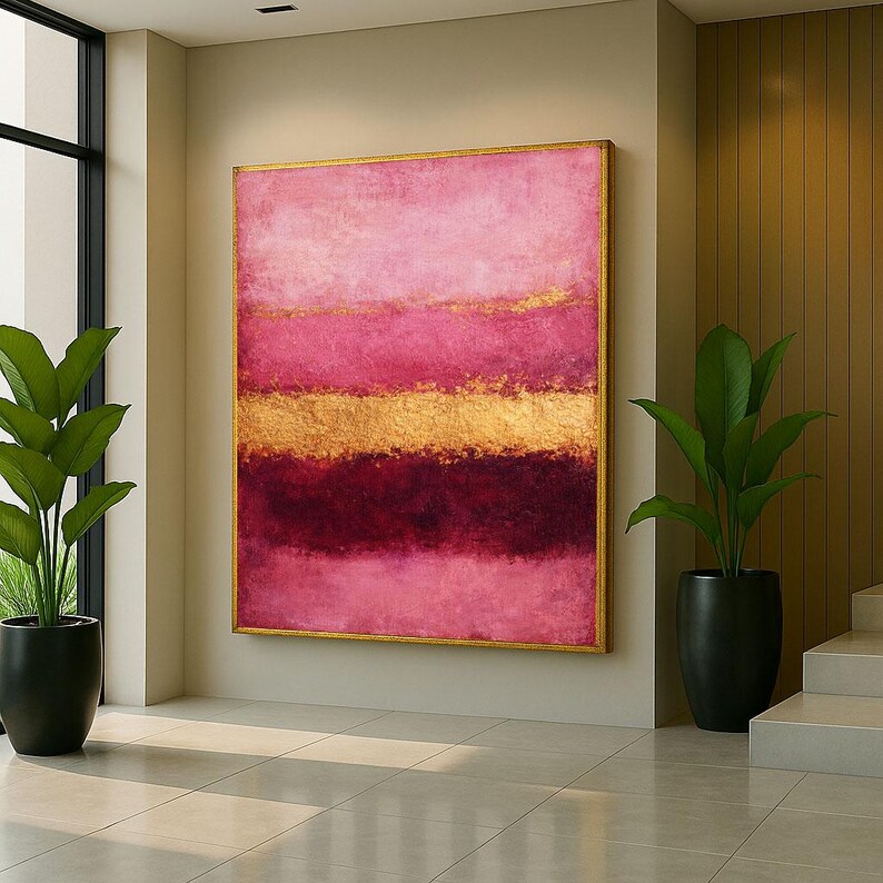 Mark Rothko Deep Pink Gold Canvas Wall Art Print Modern Living Room ...