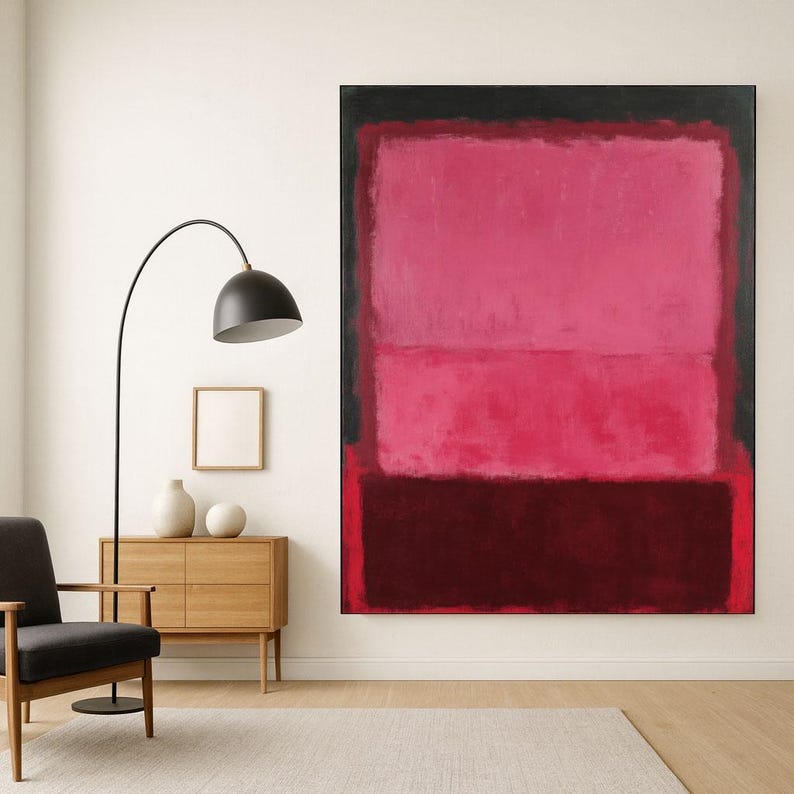 Mark Rothko Inspired Red and Pink Canvas Bold Color Field Painting for ...