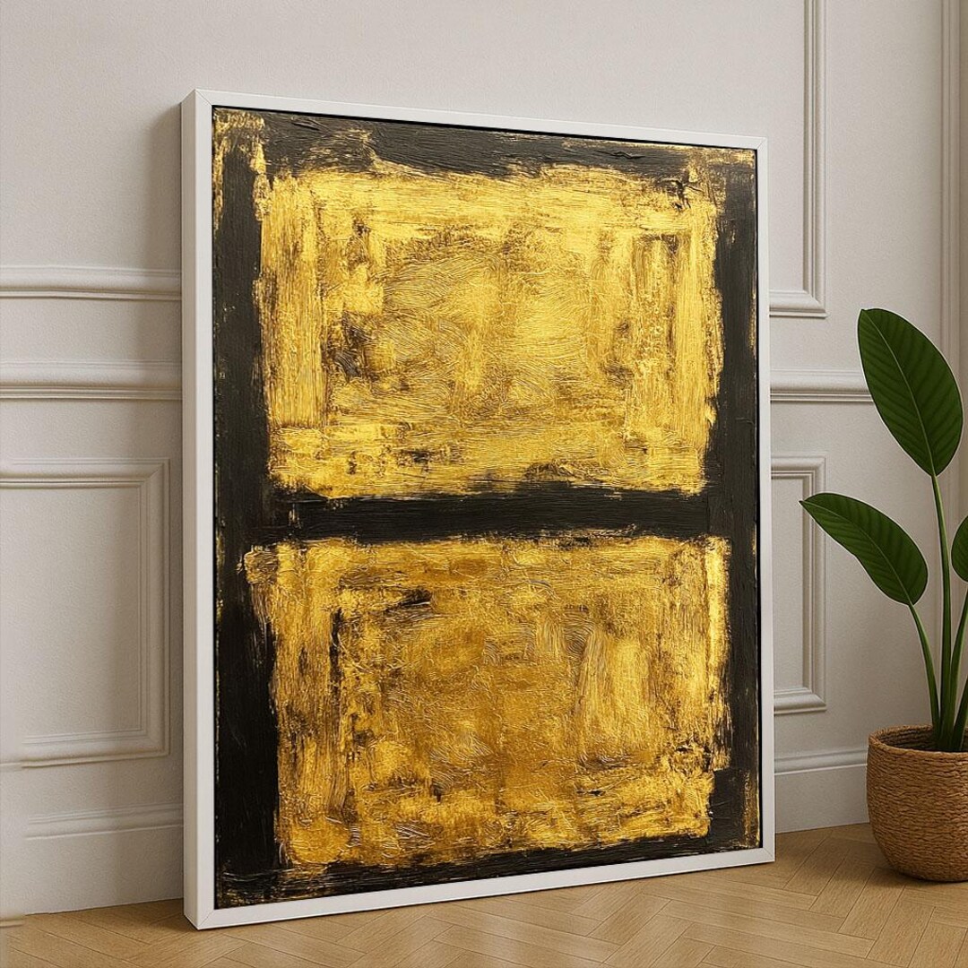 Rothko Style Gold and Black Canvas Wall Art Print Abstract Living Room ...
