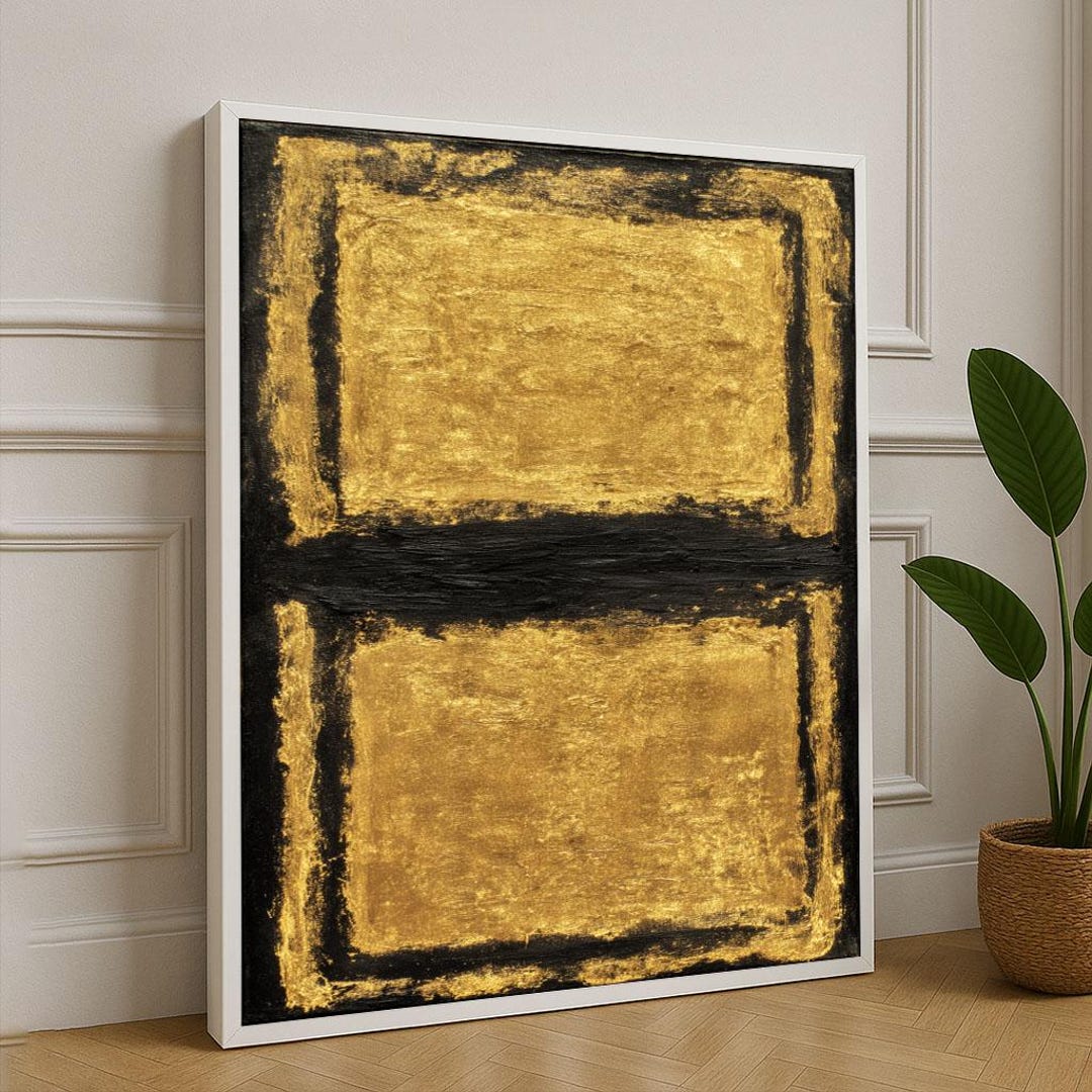 Rothko Style Gold and Black Canvas Wall Art Print Abstract Living Room ...