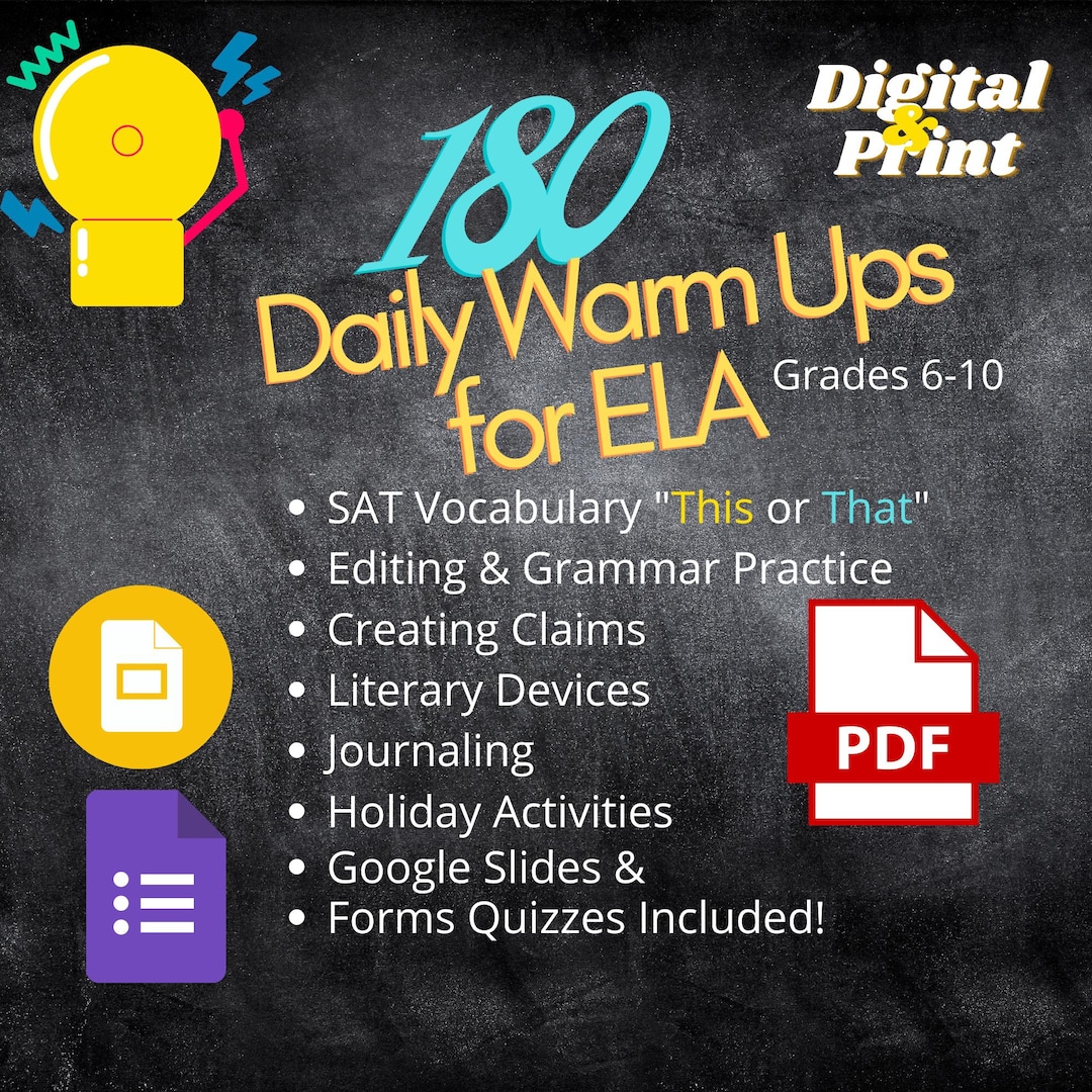ELA Bell Ringers Full Year Bundle Daily Warm Ups for Middle and High ...