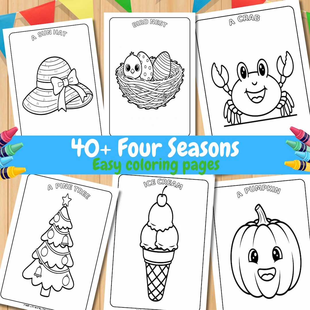 Four Seasons Coloring Book | Kids Activity, Preschool Printable (PDF ...