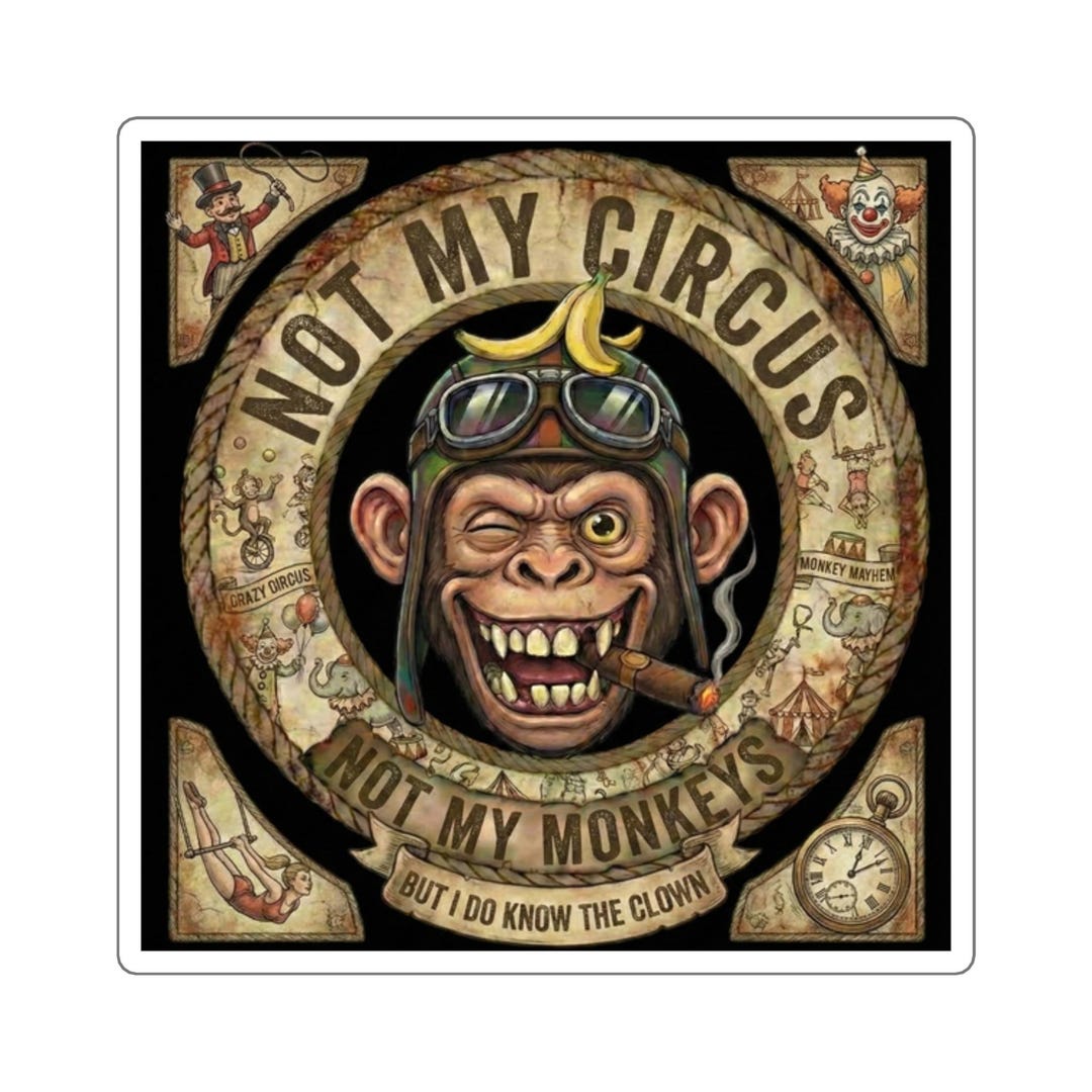 Not My Circus Primates Collection Square Stickers | Monkey Illustration ...