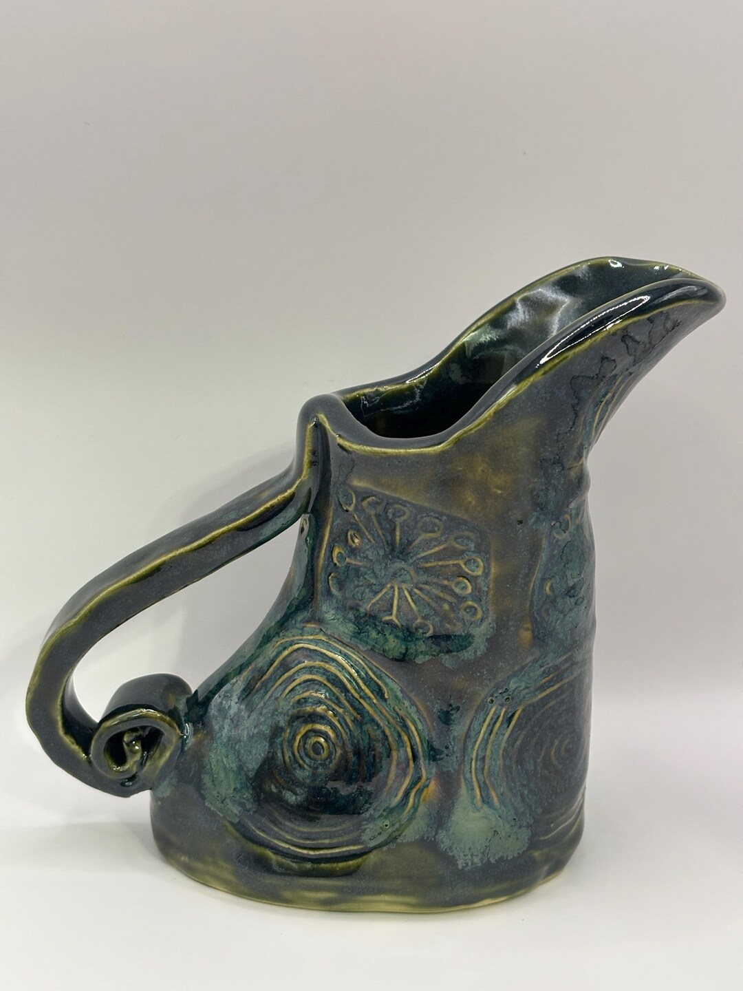 Small, Hand-built Ceramic Pitcher-shaped Vessel Glazed With Drippy ...
