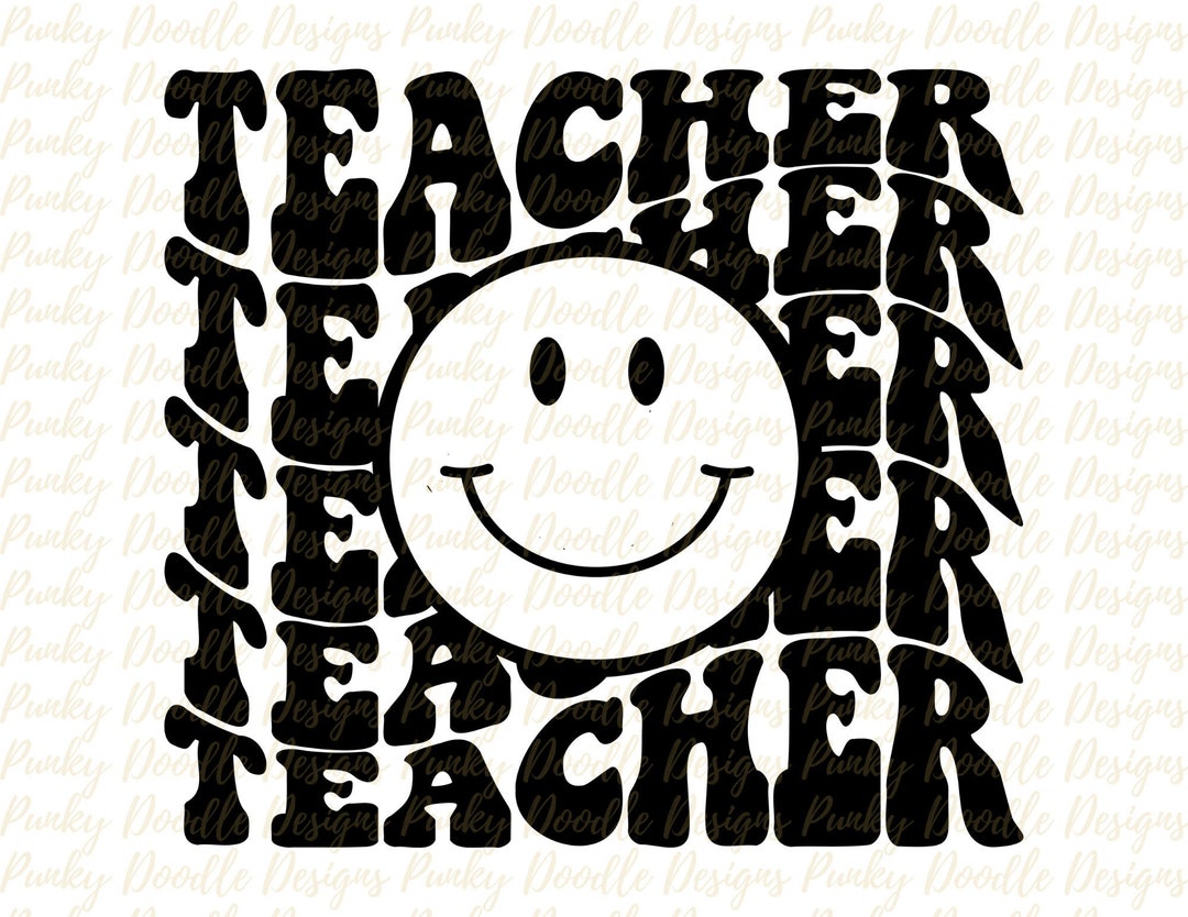 Teacher Retro Smiley Face Sublimation Designs Downloads, School Clipart ...