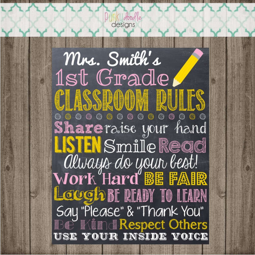 Classroom Rules Chalkboard Sign Teacher's Pencil Rules - Etsy