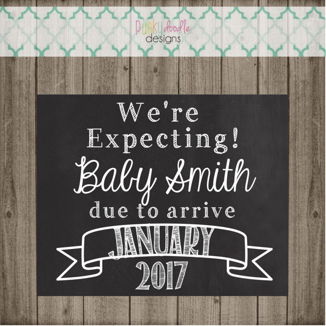 Pregnancy Announcement Chalkboard Sign - We're Expecting- Pregnancy ...