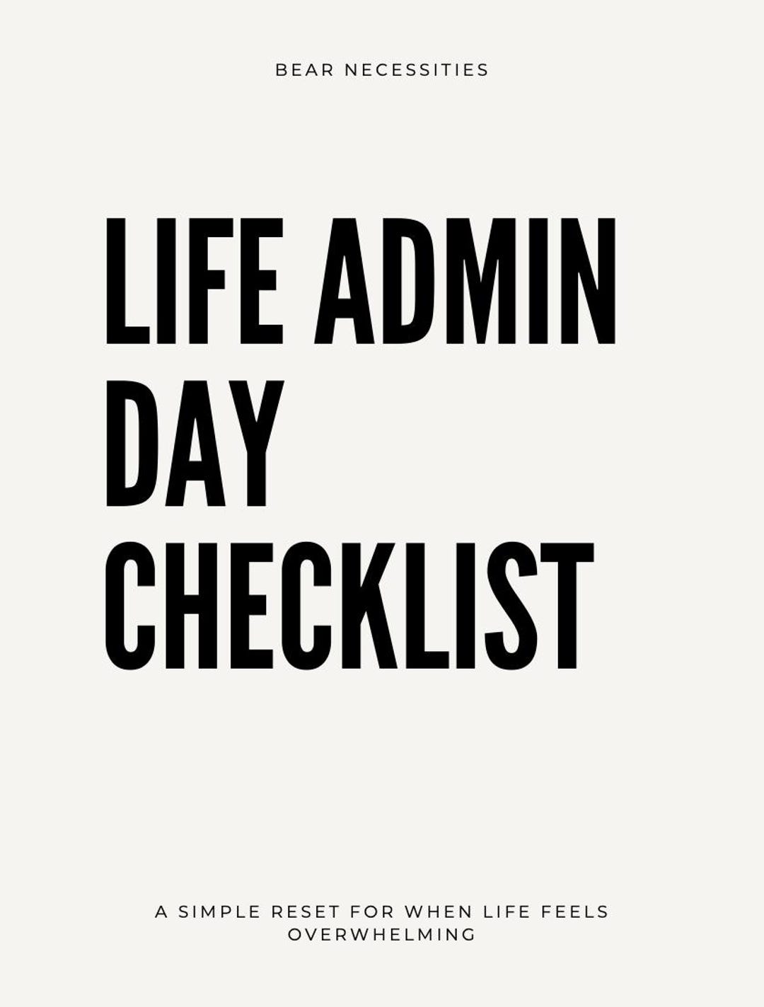 Life Admin Day Checklist | Life Reset Planner for Overwhelmed Beginners ...