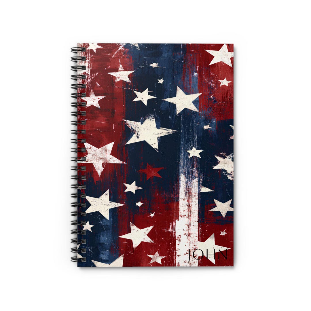 Patriotic Stars Spiral Notebook Red White Blue Ruled Journal for Fourth ...