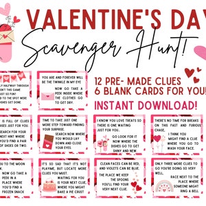 Valentines Day Scavenger Hunt Treasure Clue Activity for Kids ...