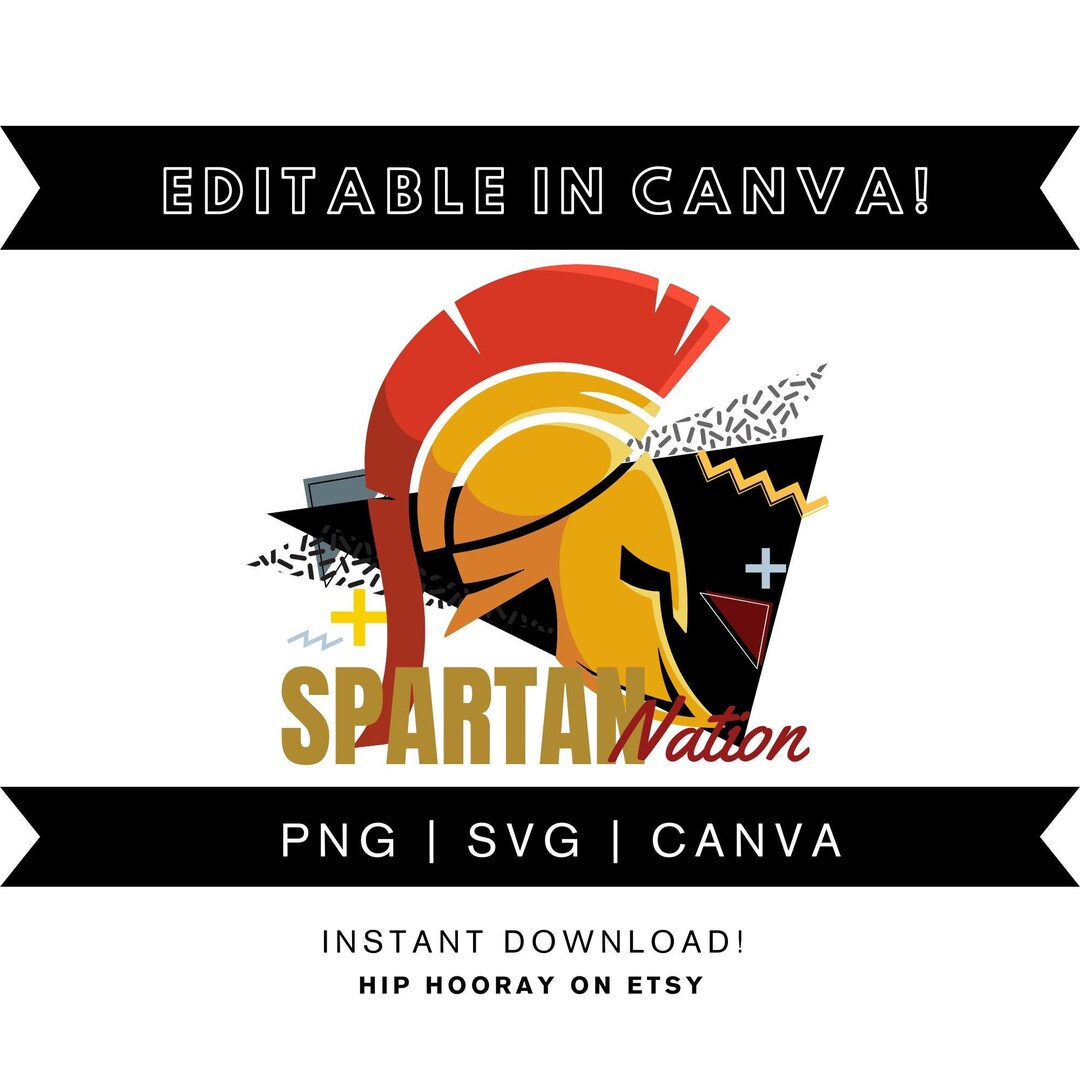 Spartan Nation School Mascot Canva Editable Club Spirit Wear Retro ...
