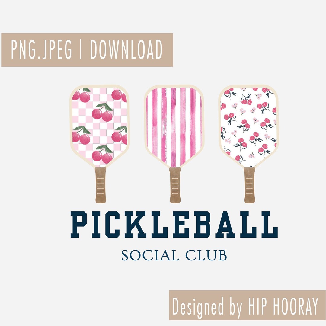 Pickleball Paddles PNG Set Digital JPG Social Club Preppy and ...
