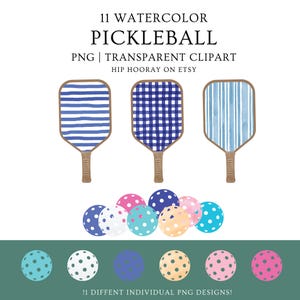 Pickleball PNG Clip Art Paddle and Ball PNG Pattern Watercolor Stripes ...