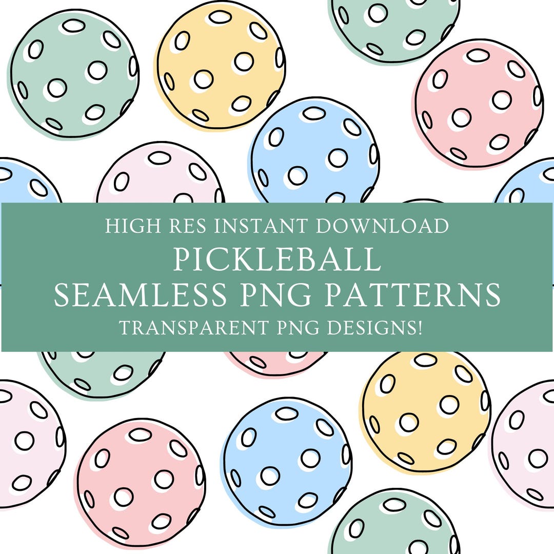 Pickleball Seamless Pattern PNG Repeating Set Preppy Sports Core Pickle ...