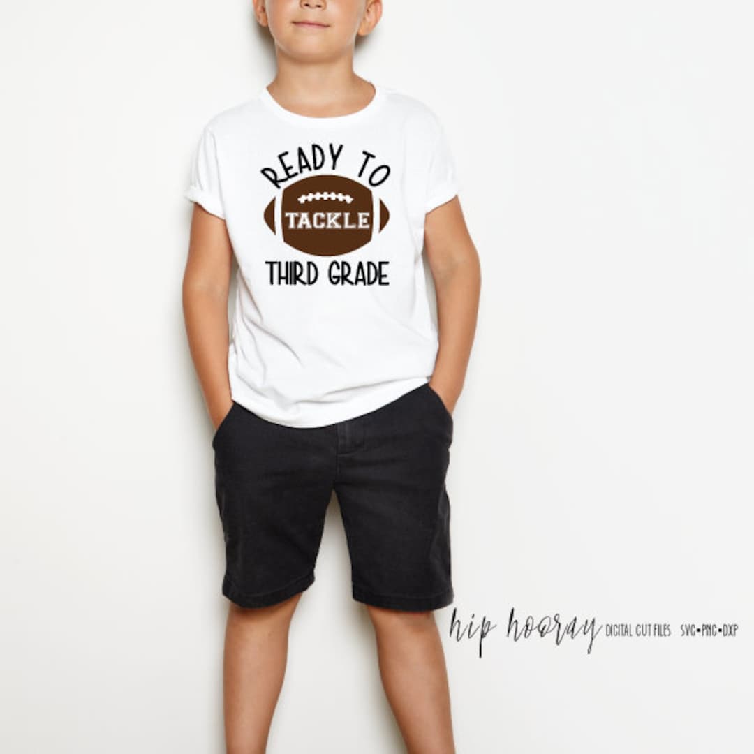 First Day of School Third Grade Boy Shirt Tackle Football Fall Tee ...