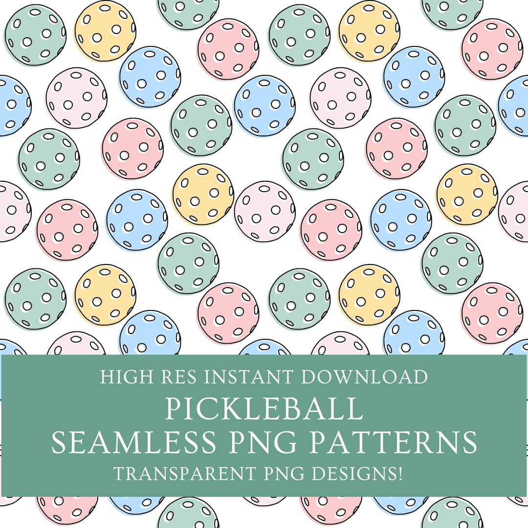 Pickleball Seamless Pattern PNG Repeating Set Preppy Sports Core Pickle ...